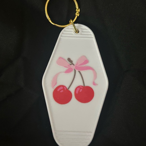 Accessories | Cherry Keychain With Pink Bow | Poshmark